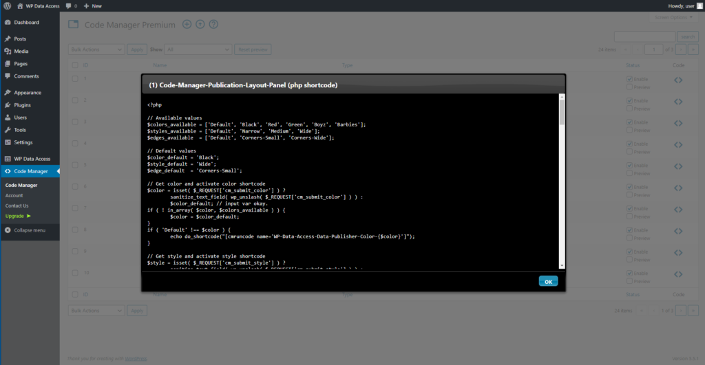code-manager-list-mode-code-preview | Code Manager